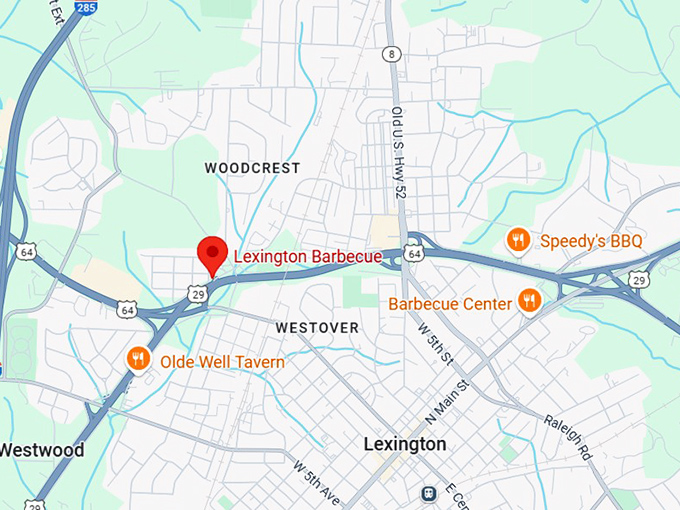 16. lexington barbecue map