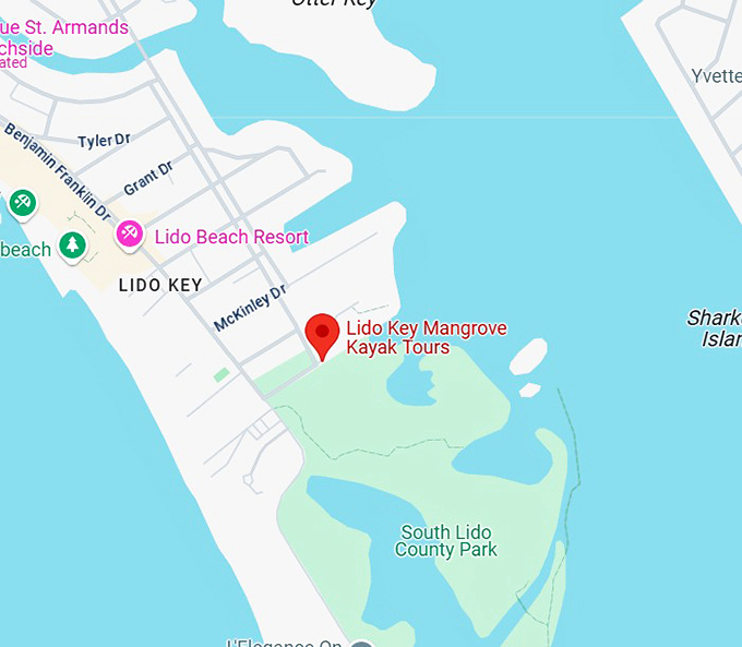 16. lido key mangrove kayak tours map