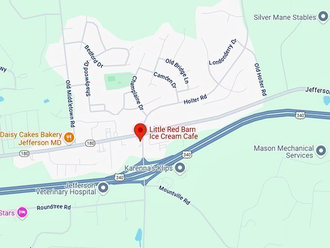 16. little red barn ice cream cafe map