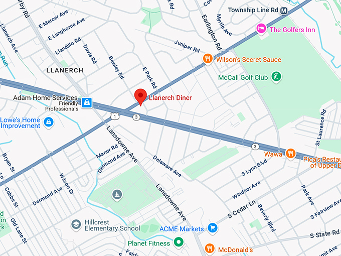 16. llanerch diner map