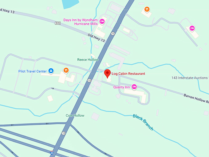 16. log cabin restaurant map