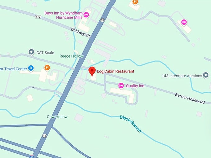 16. log cabin restaurant map