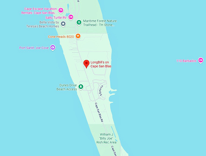 16. longbill&rsquo;s on cape san blas map