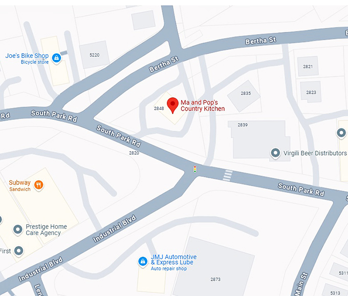 16. ma and pop's country kitchen map