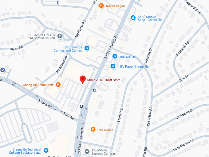 16. miracle hill thrift store (494 s pleasantburg dr) map