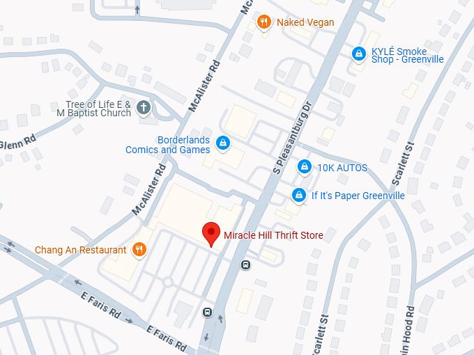 16. miracle hill thrift store (494 s pleasantburg dr) map