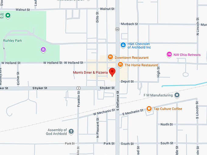 16. mom's diner & pizzeria map