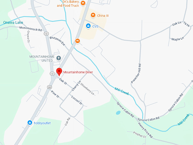 16. mountainhome diner map