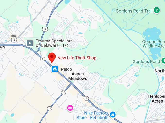 new life thrift shop map