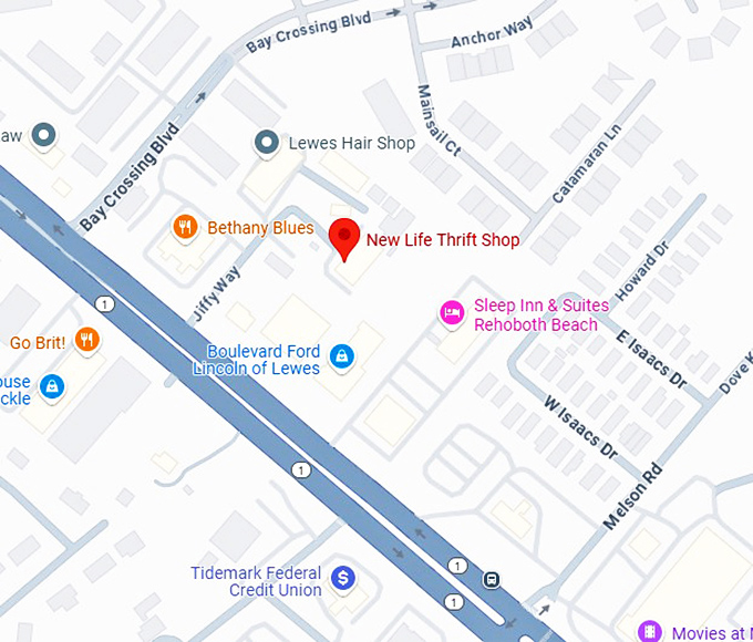 16. new life thrift shop map