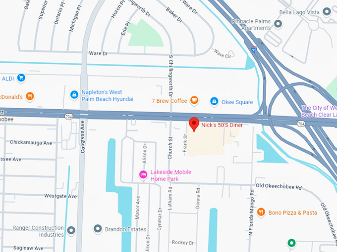 nick's 50's diner map