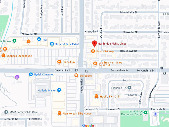 16. northridge fish & chips map