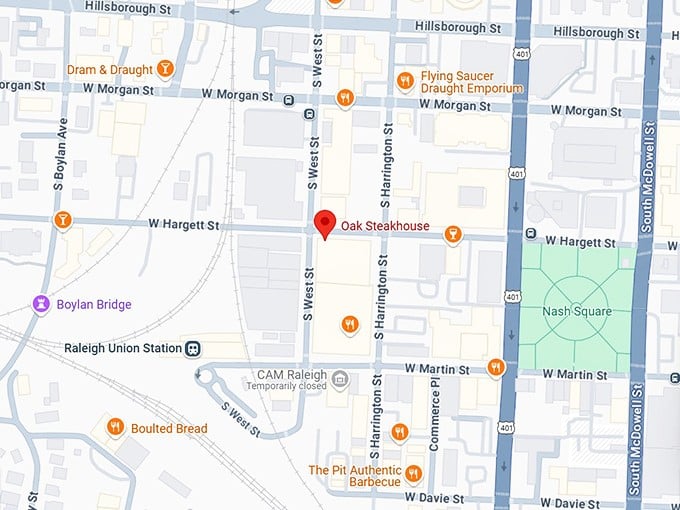 16. oak steakhouse map