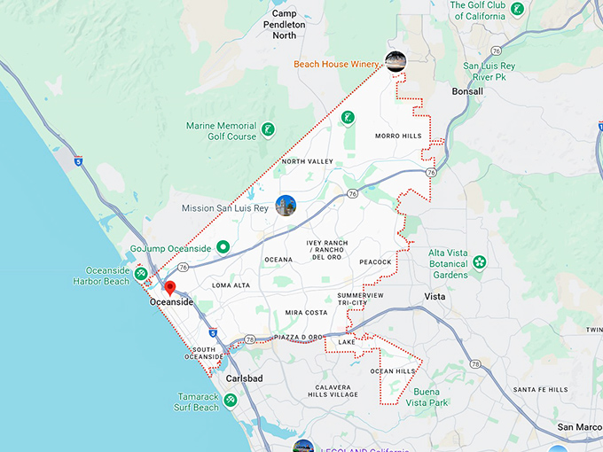 16. oceanside, ca map
