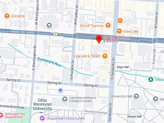 16. old dog alehouse & brewery map