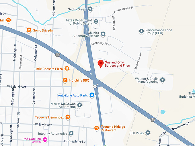 16. one and only burgers and fries map