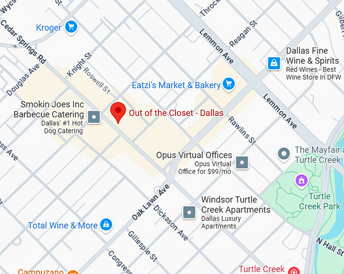 16. out of the closet dallas map