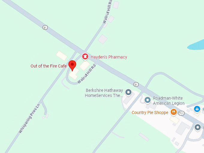 16. out of the fire cafe map