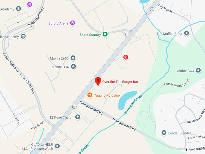 16. over the top burger bar map