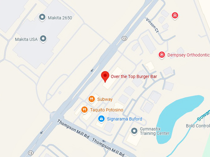 over the top burger bar map
