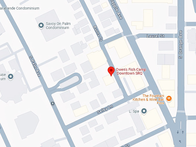 owen's fish camp downtown srq map