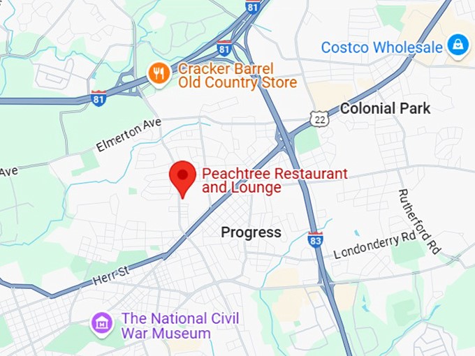 16. peachtree restaurant and lounge map
