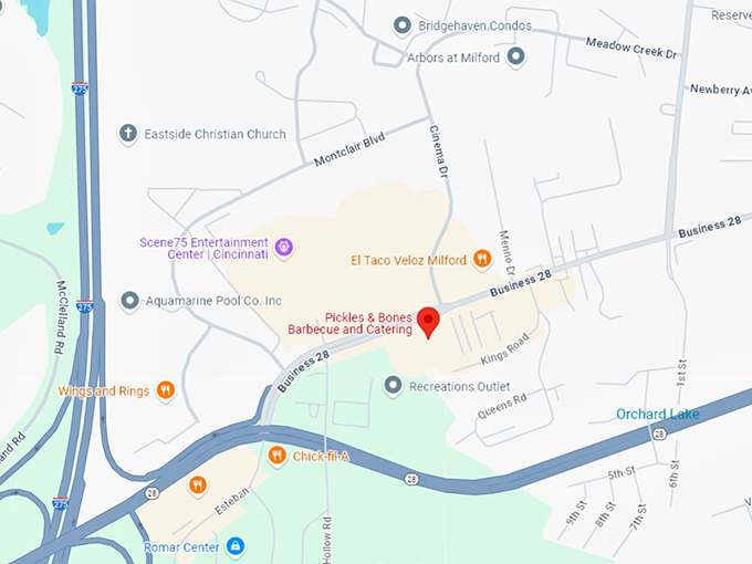 pickles & bones barbecue and catering map