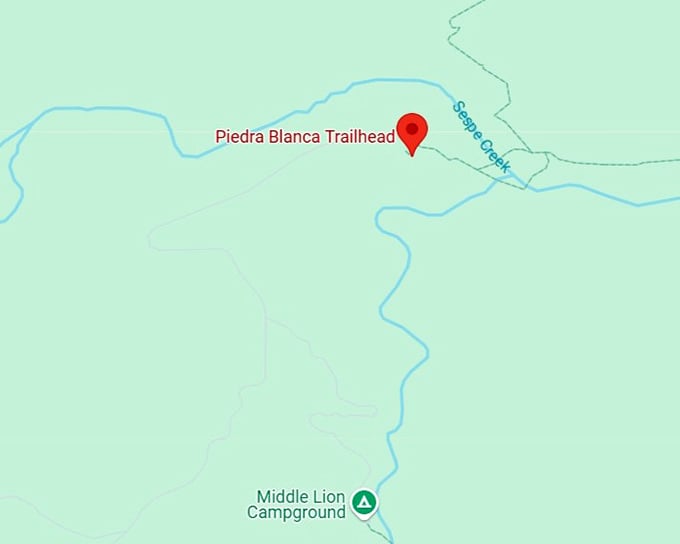 16. piedra blanca trailhead map