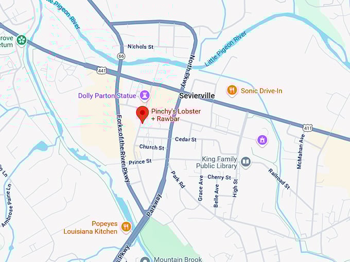 16. pinchy's lobster + rawbar map