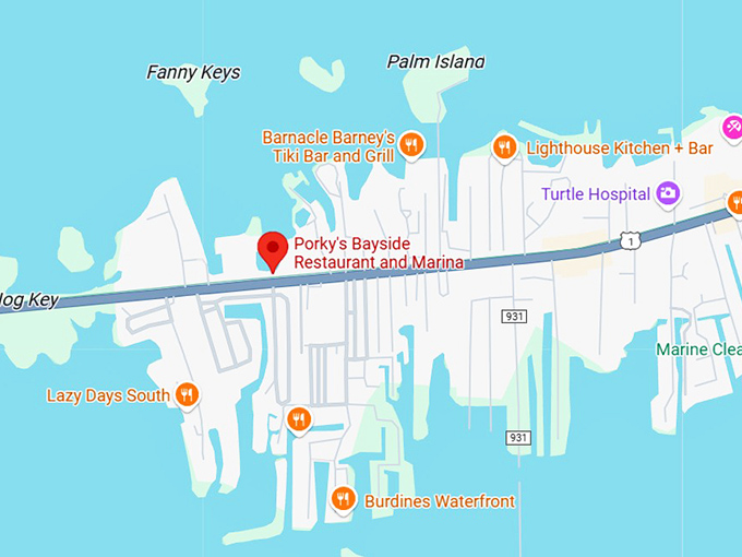 16. porky's bayside restaurant and marina map