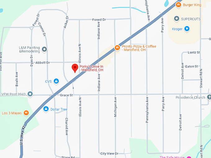 16. porky's drive in map