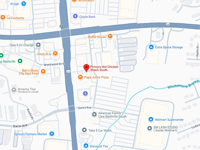 16. prince's hot chicken shack south map