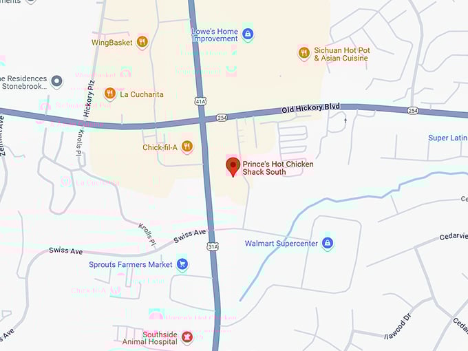 16. prince's hot chicken shack south map