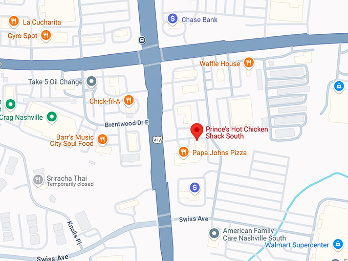 16. prince's hot chicken shack south map