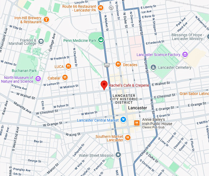 16. rachel's cafe & creperie map