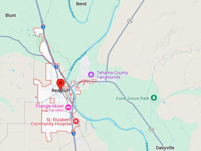 16. red bluff, ca map