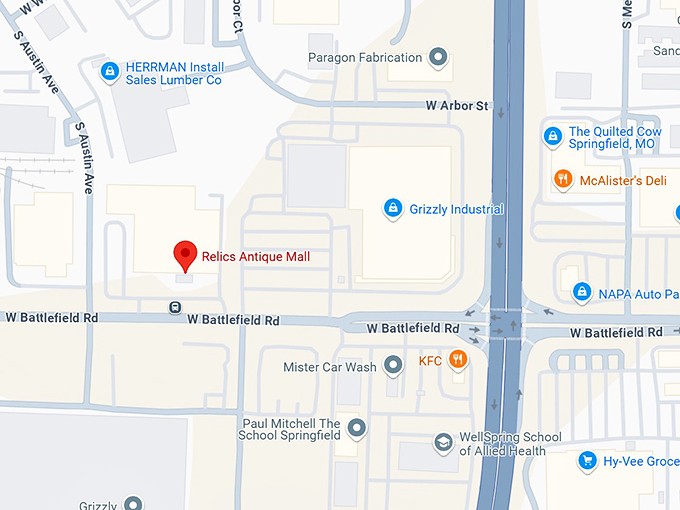 16. relics antique mall map