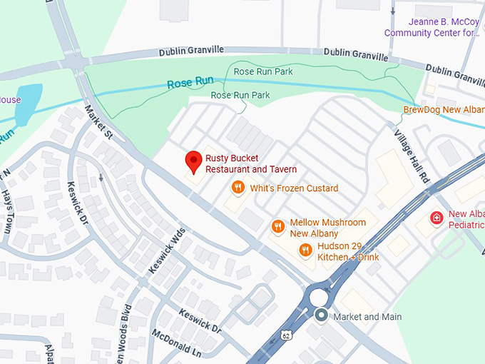 16. rusty bucket restaurant and tavern map