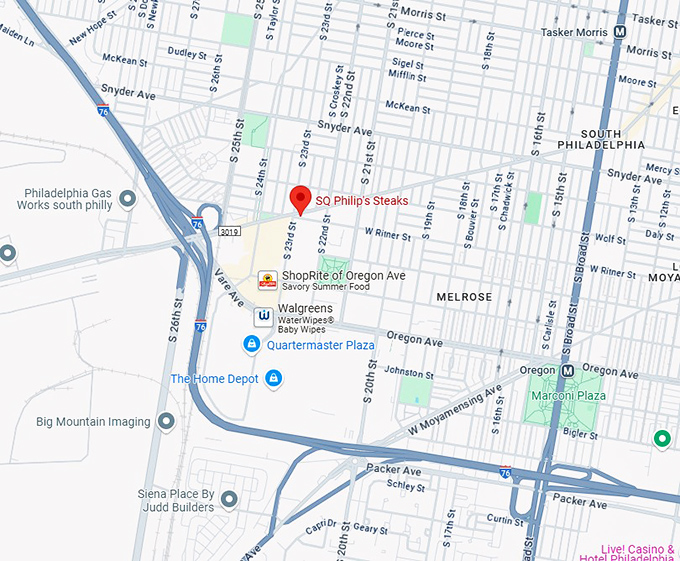 16. sq philip's steaks map