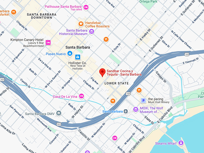 16. sandbar cocina y tequila santa barbara map