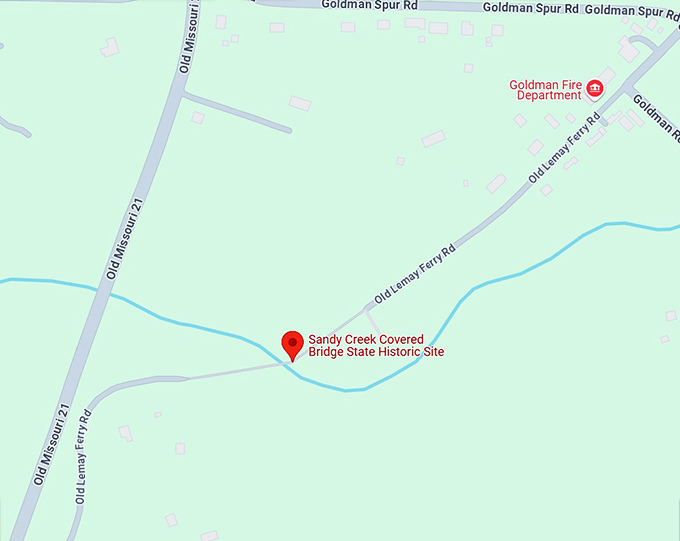 16. sandy creek covered bridge state historic site map