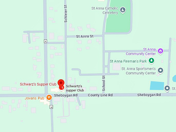 16. schwarz's supper club (w1688 sheboygan rd) map