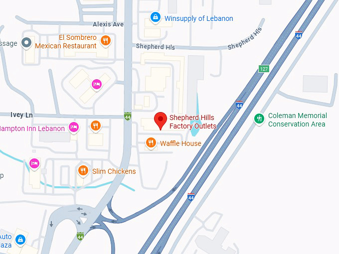 16. shepherd hills factory outlets (1900 w elm st) map