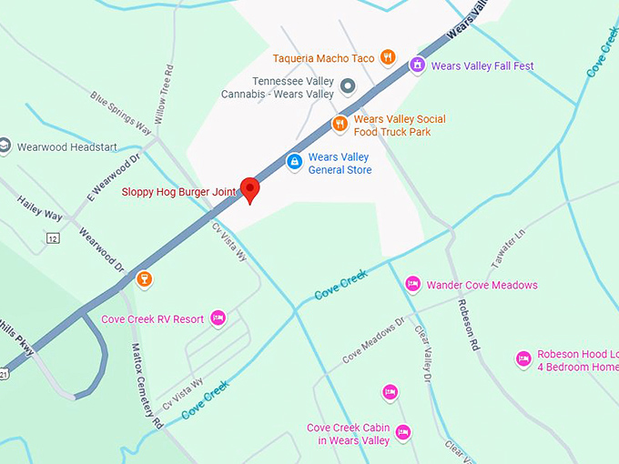16. sloppy hog burger joint map