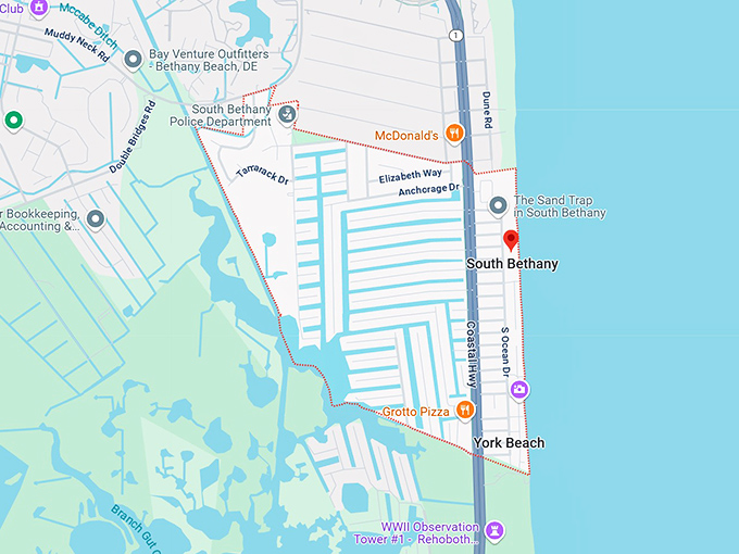 16. south bethany, de map