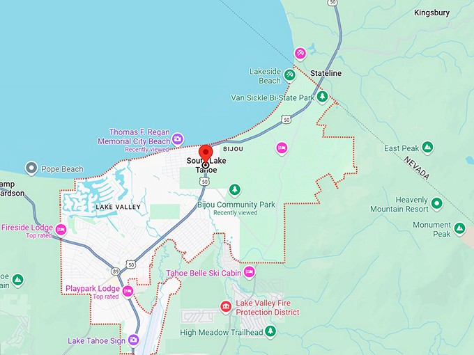 south lake tahoe, ca map