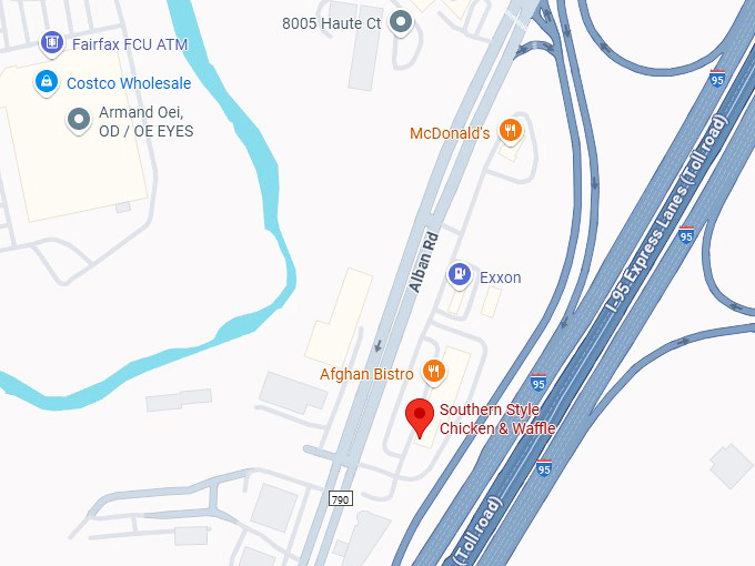 southern style chicken & waffle map