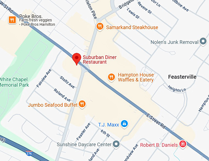 16. suburban diner map