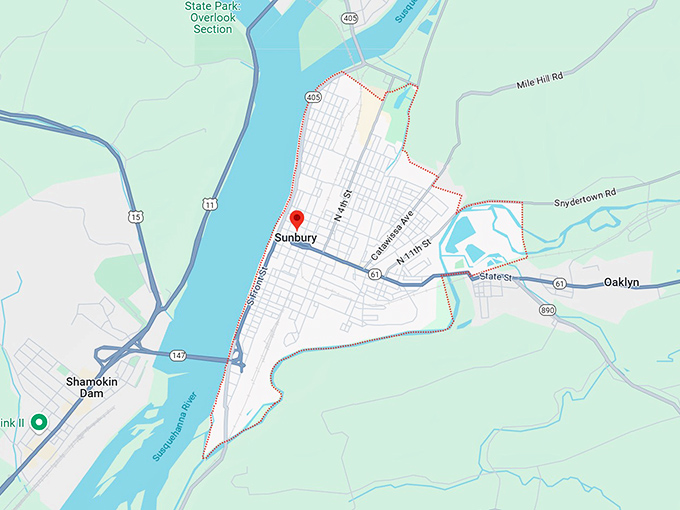 16. sunbury, pa map