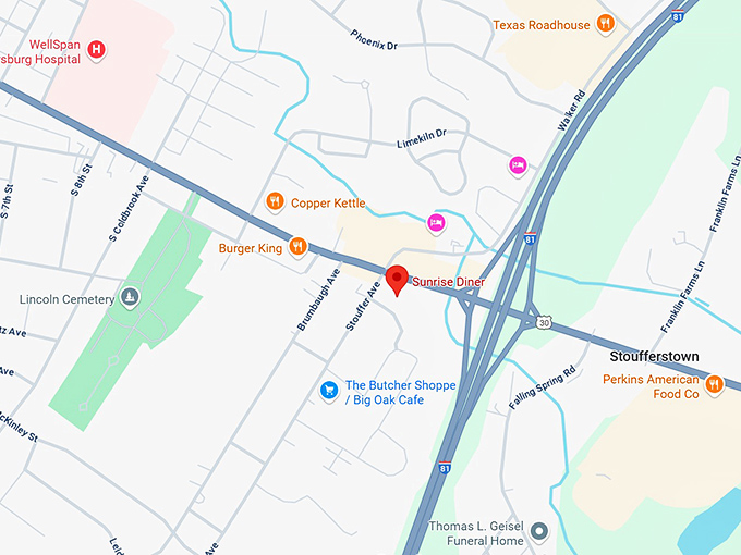 16. sunrise diner map